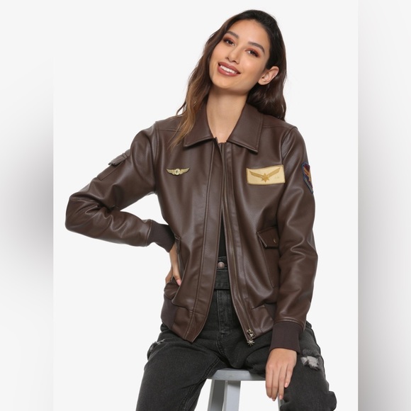 Marvel | Jackets & Coats | Captain Marvel Brie Larson Flight Bomber ...
